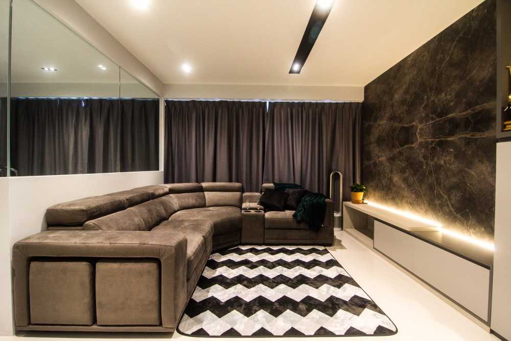 Modern Living Room at HDB 5 Room by M2 DECOR Pte Ltd - Hometrust