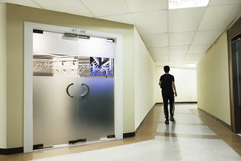 Contemporary Hallway at New Heights Dance Studio by Honeycomb Design ...