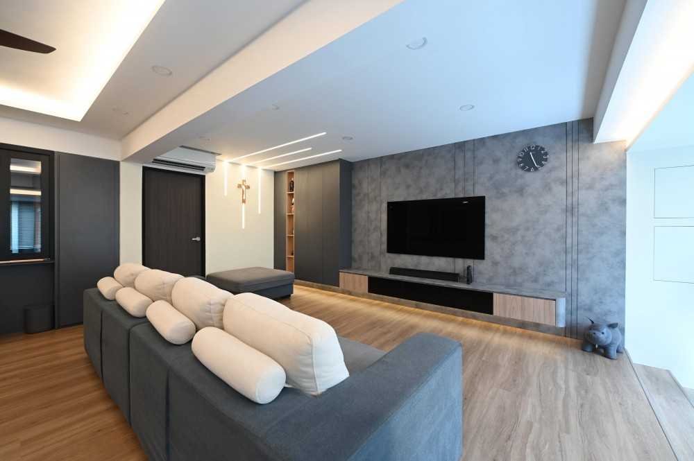 Contemporary Living Room at HDB Jumbo Flat @ Jalan Bukit Merah by ...