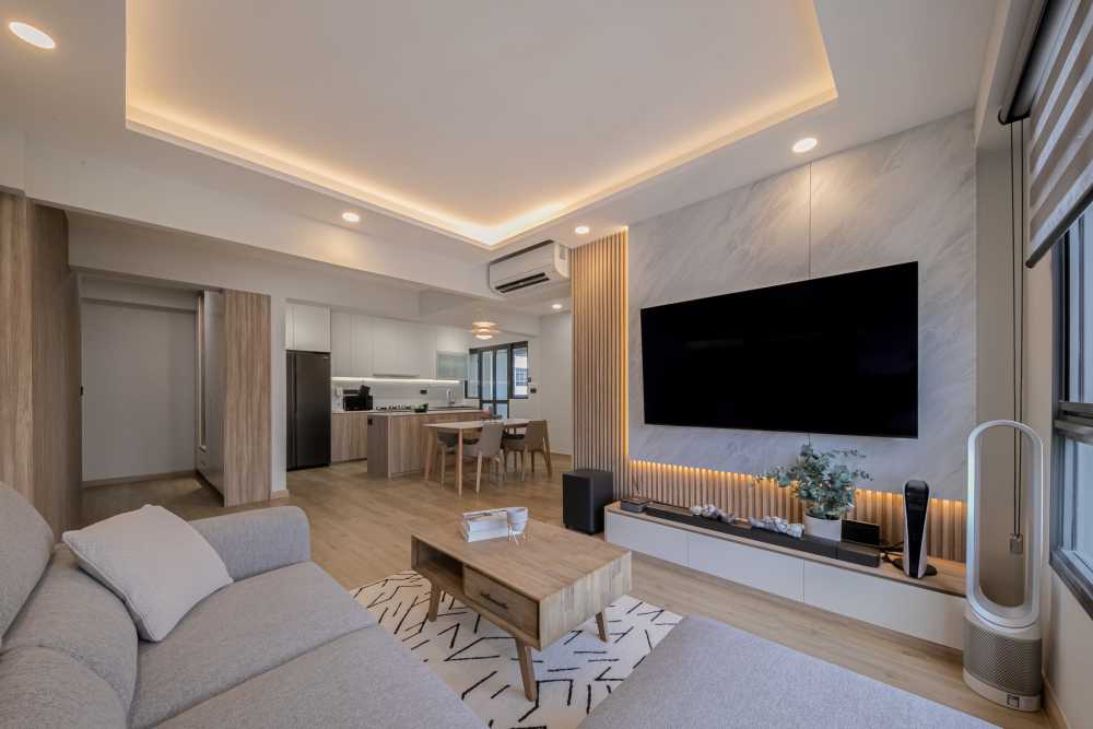 Minimalist Living Room at 5 Room BTO @ Clementi by Space Atelier Pte ...