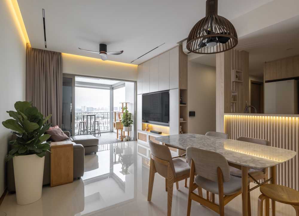 Contemporary Living Room at Trevista Condo, Toa Payoh by Eight Design ...