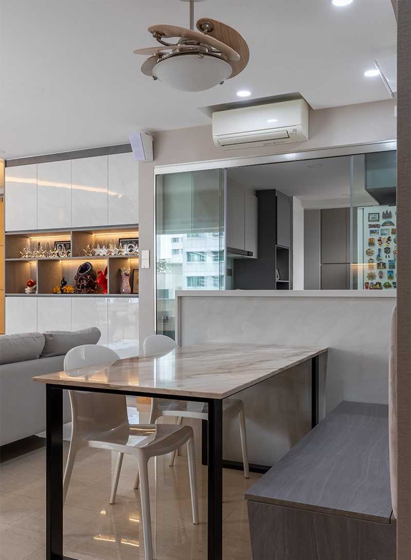 Contemporary Dining Room at Le Crescendo Condo by Eight Design Pte Ltd ...